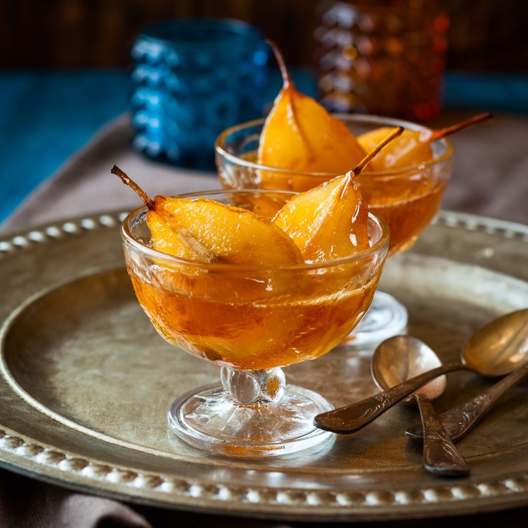Peach Cider Poached Pears – Sweet Home Foods